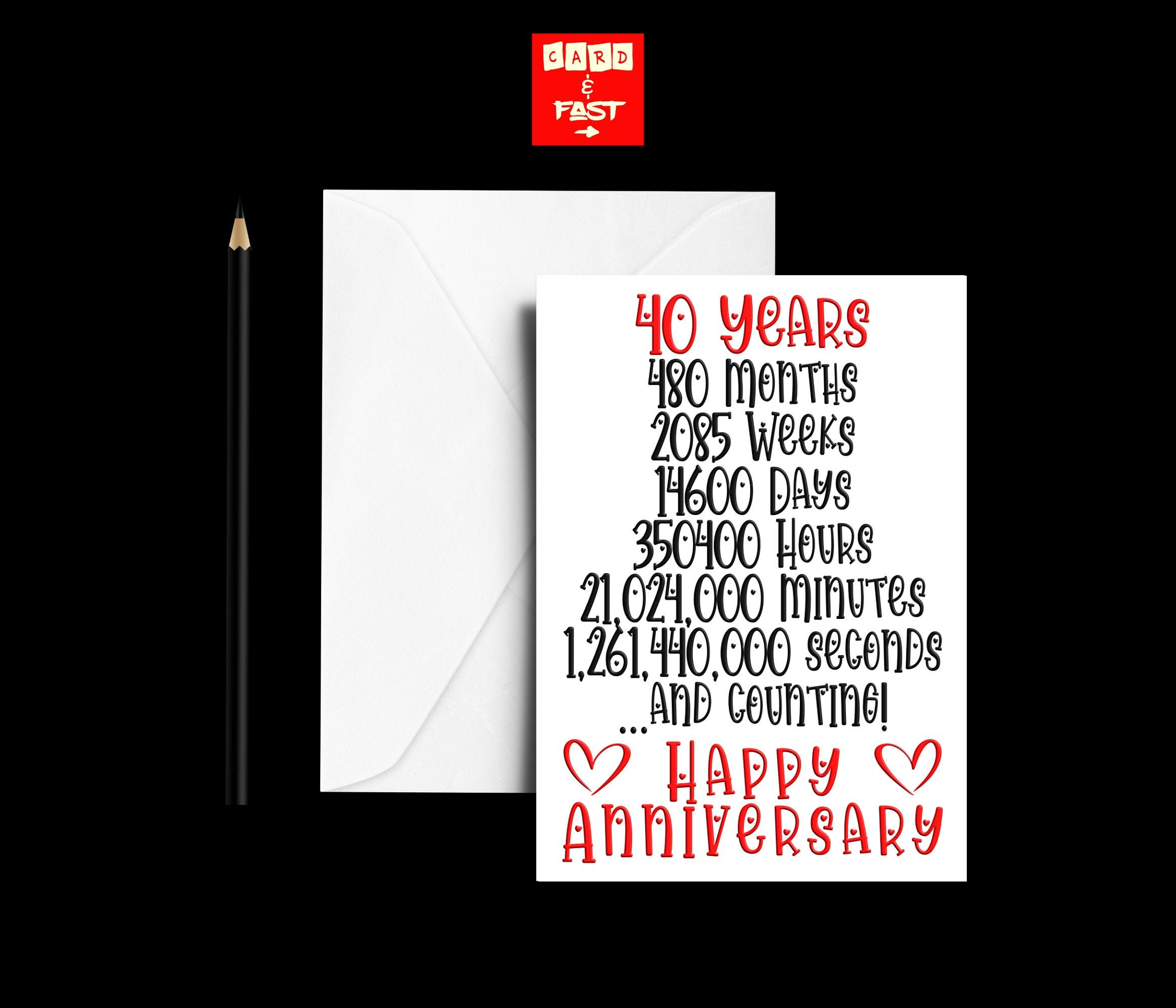 Imprimible 40 años Cuarenta años Aniversario Rubí Tarjeta - Etsy España