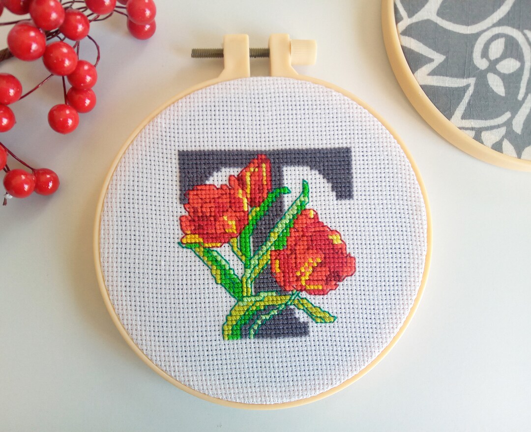 Personalized Finished and Framed Cross Stitch First Letter of Name ...