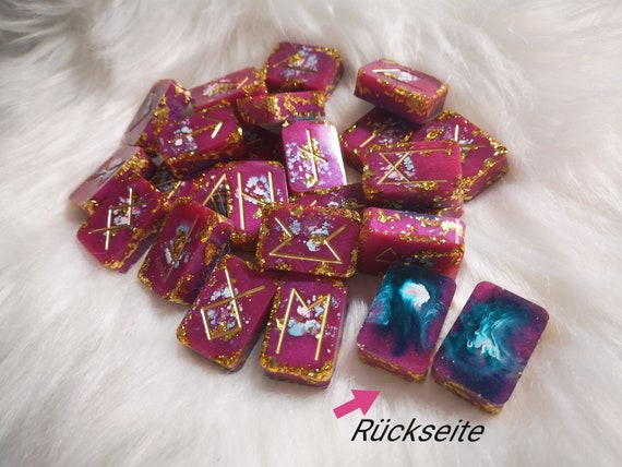 Runes With Gold Leaf or Silver Leaf Leaf Bronze Edge - Etsy