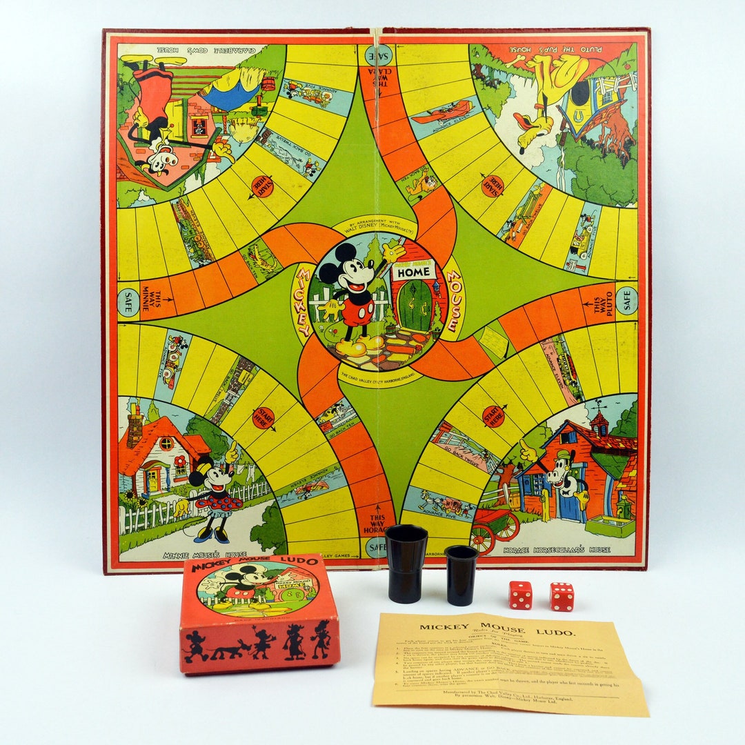 Very Rare 1930s Chad Valley Mickey Mouse Ludo Board Game ~ Vintage ...