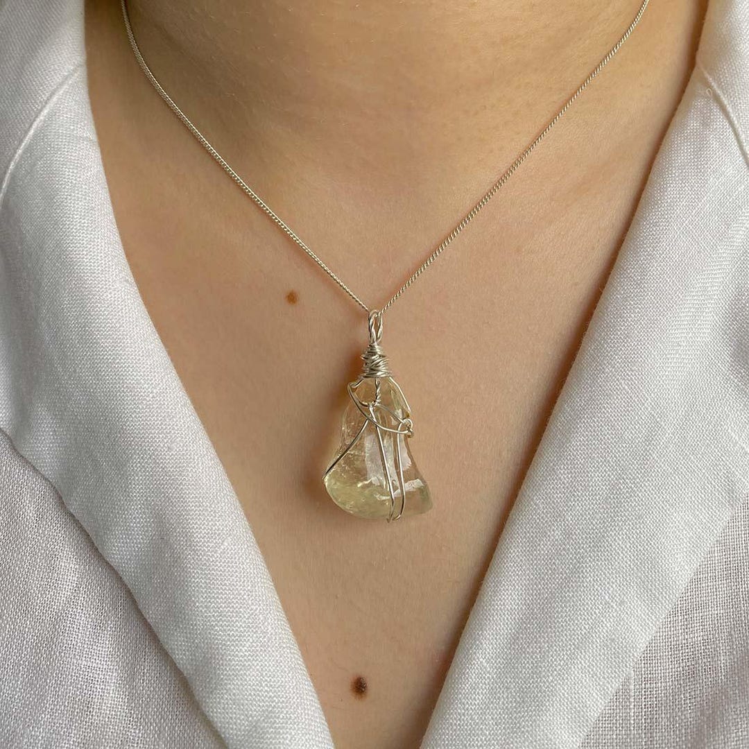 Libyan Desert Glass / Sterling Silver Pendant / Healing Gemstone ...
