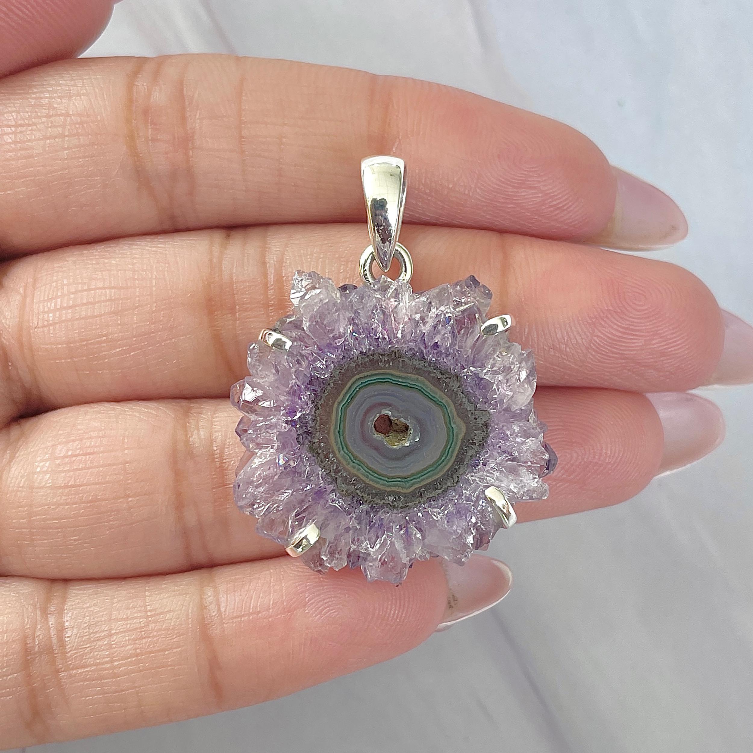 Amethyst Stalactite Pendant / 925 Sterling Silver / Healing Gemstone ...