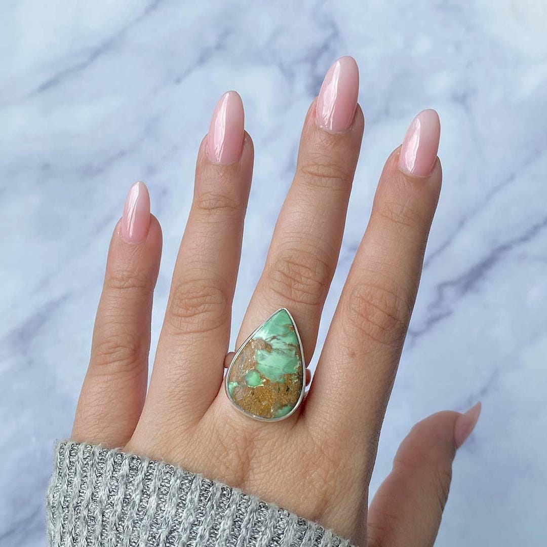 Variscite Adjustable Ring / 925 Sterling Silver / Healing Gemstone ...