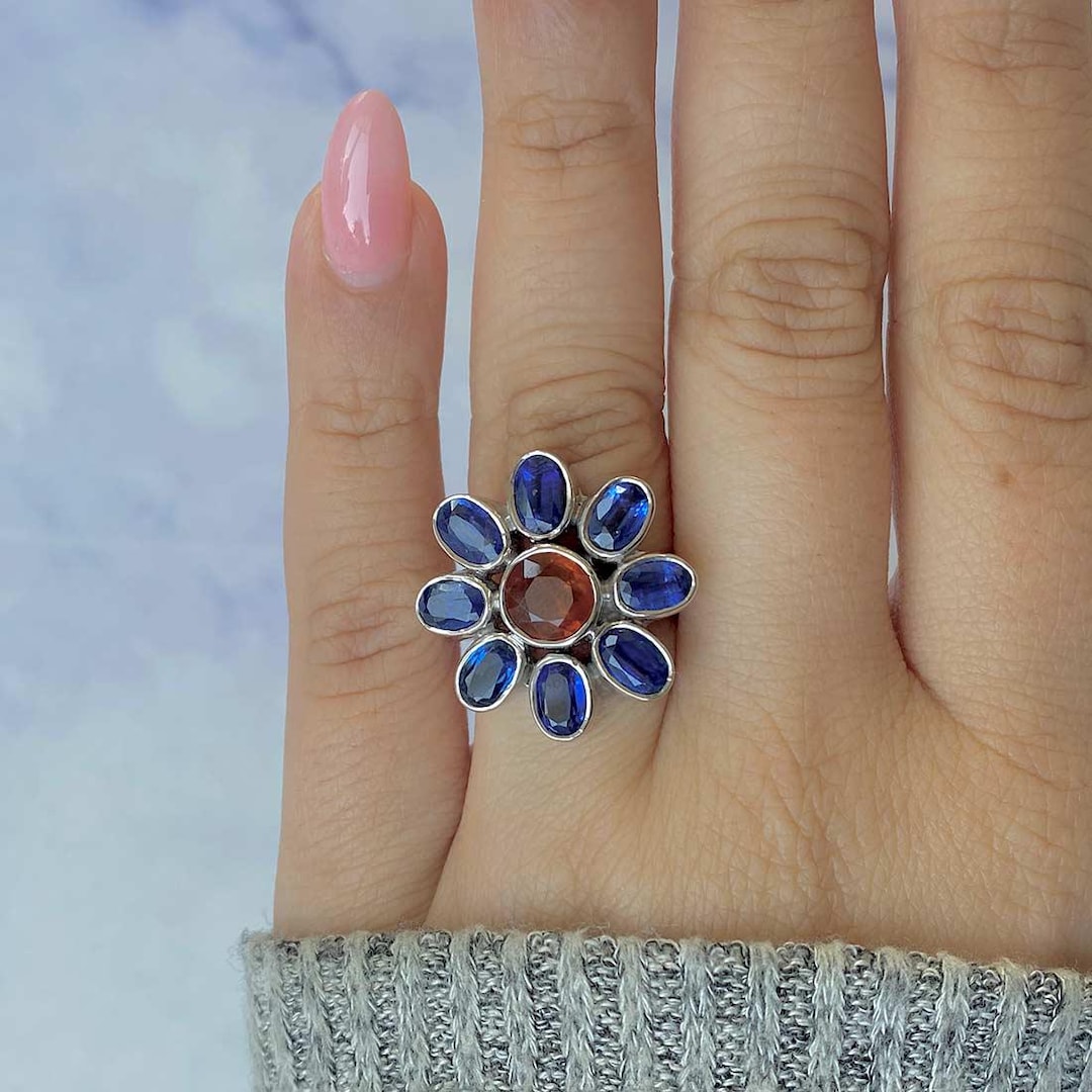 Kyanite / Orange Kyanite Adjustable Ring / 925 Sterling Silver ...