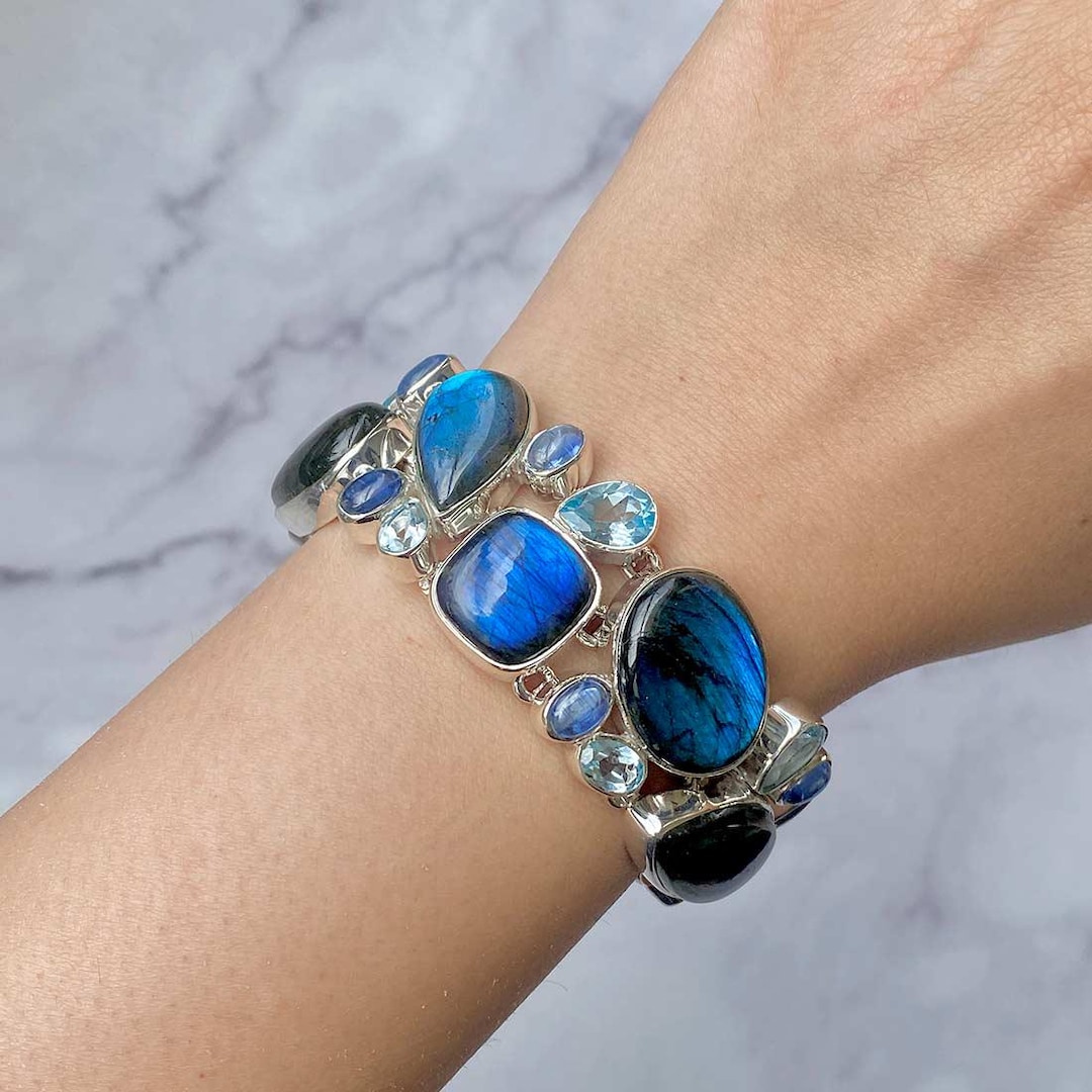 Labradorite / Kyanite / Blue Topaz Bracelet / 925 Sterling Silver ...