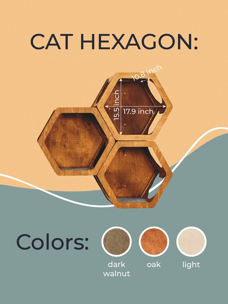 Cat Hexagon Shelves Wood Wall Furniture for Cats Wall Mount - Etsy