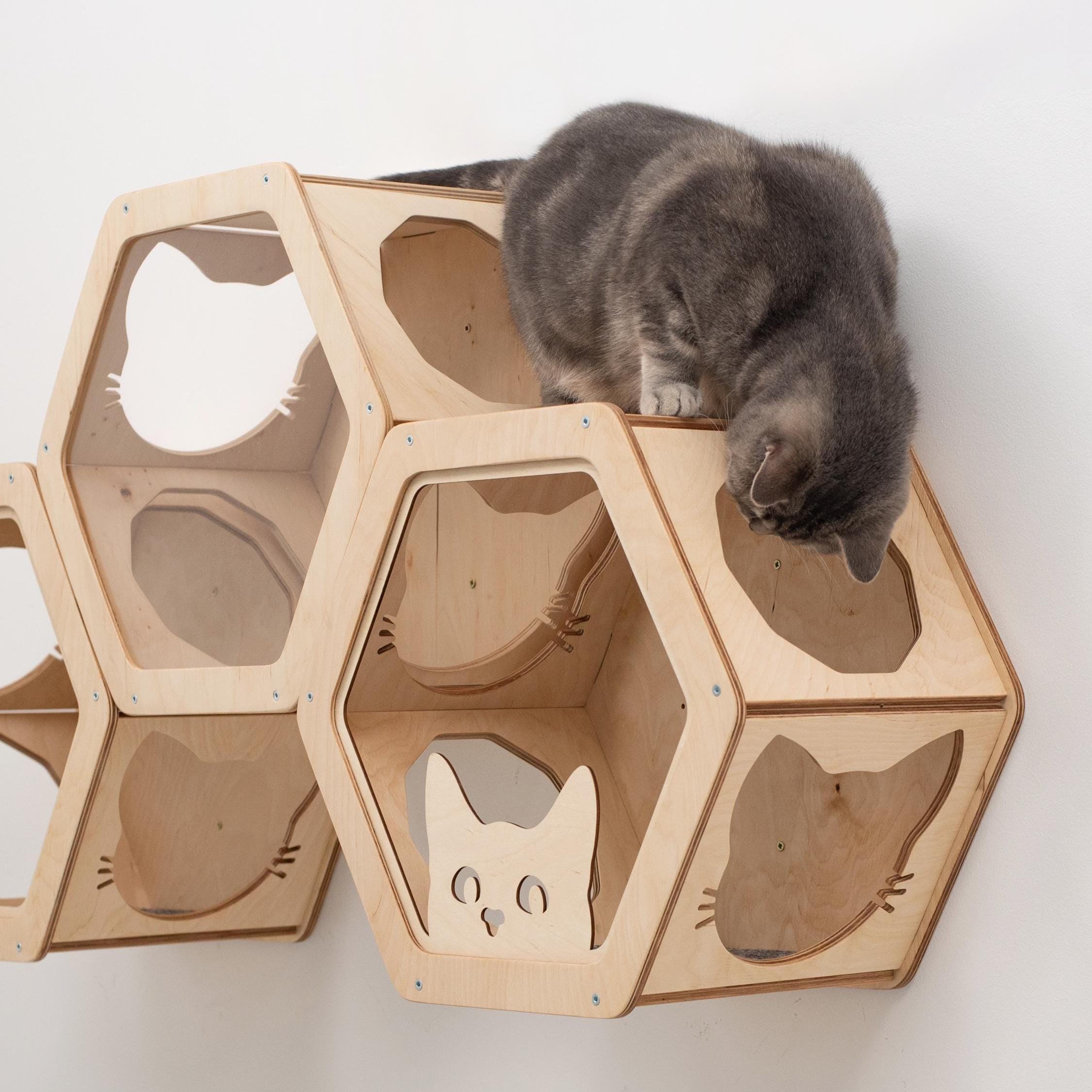 Wooden Cat Furniture, Cat Climbing Furniture, Wall Mounted Cat Shelves ...