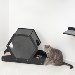 Wood Cat Food Station, Wooden Cat Cabinet, Cat House, Playground for ...