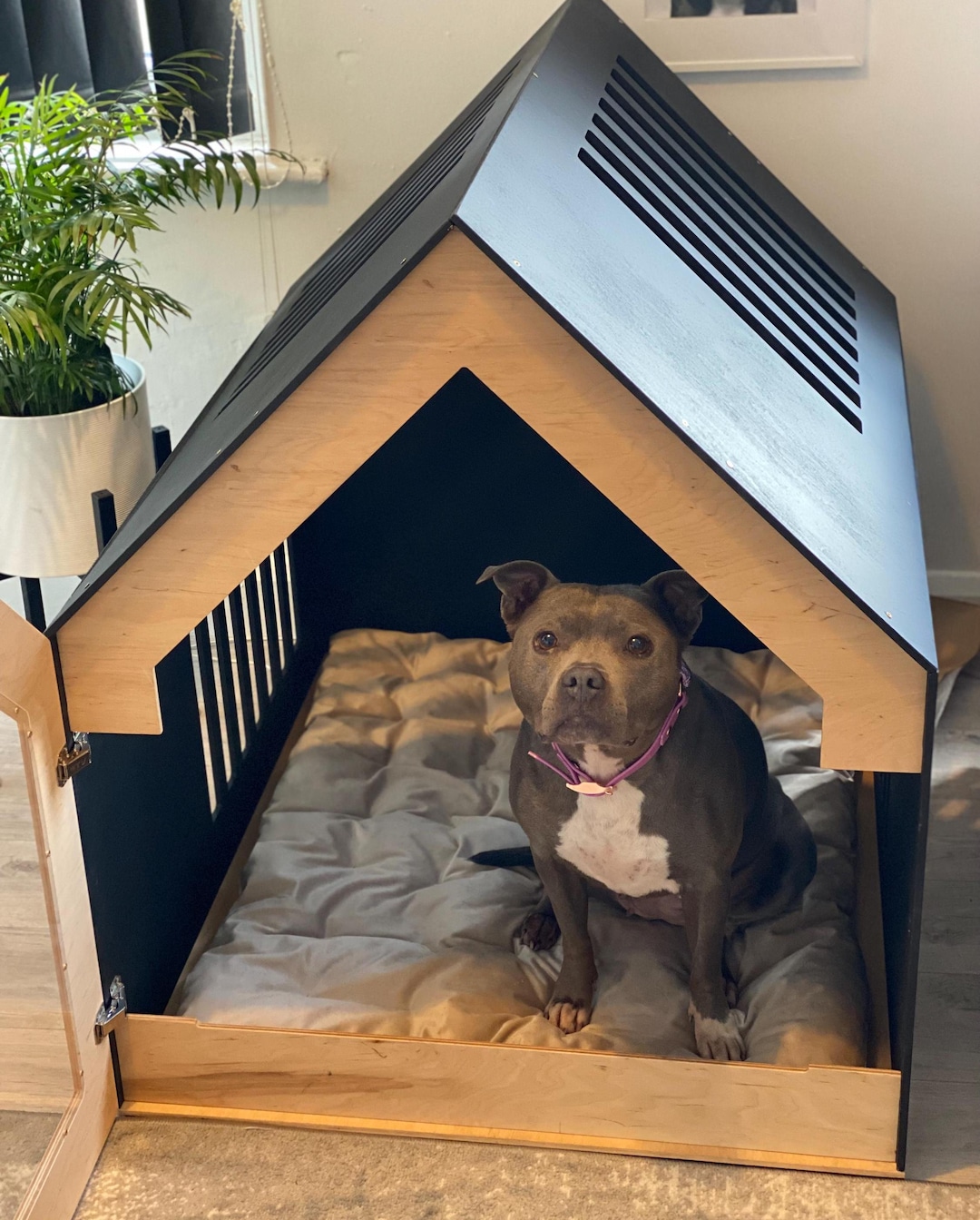 Dog Furniture, Dog Bed, Dog Crate, Custom Dog House With Door, Wooden ...