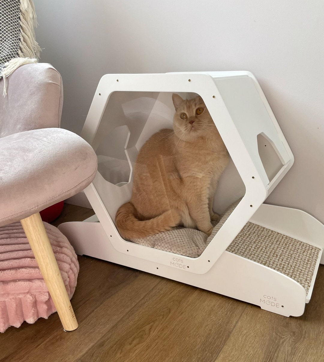 Wood Cat Food Station, Wooden Cat Cabinet, Cat House, Playground for ...