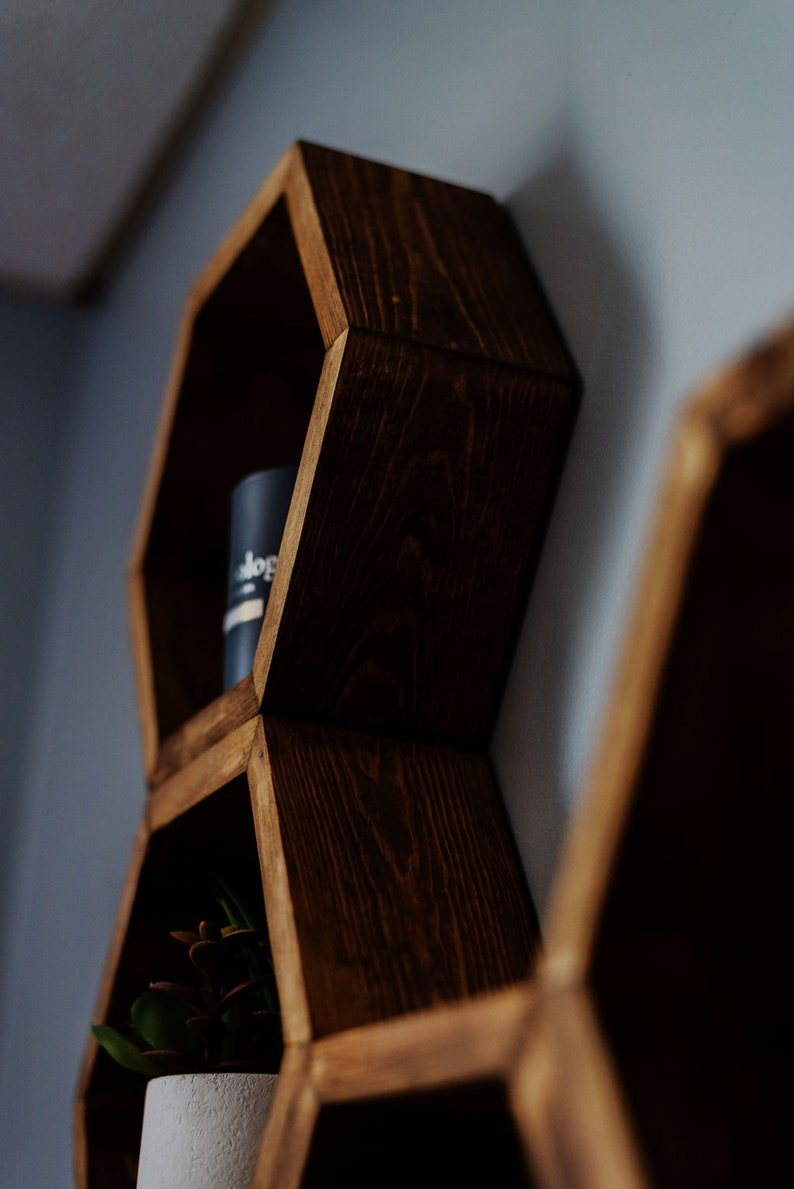 Hexagon Shelves, Honeycomb Modular Shelving Unit, Wood Floating Shelves ...