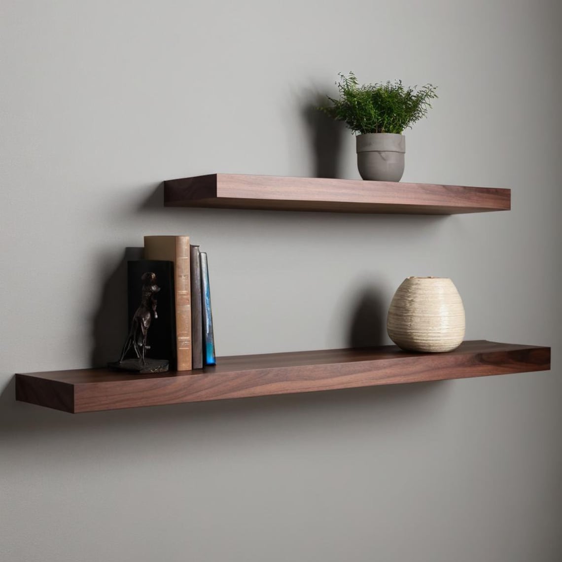 Walnut Hardwood Floating Shelf 3 Inches Thick | 8 Inches Deep| Rustic ...
