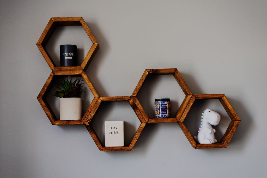 Hexagon Shelves, Honeycomb Modular Shelving Unit, Wood Floating Shelves ...