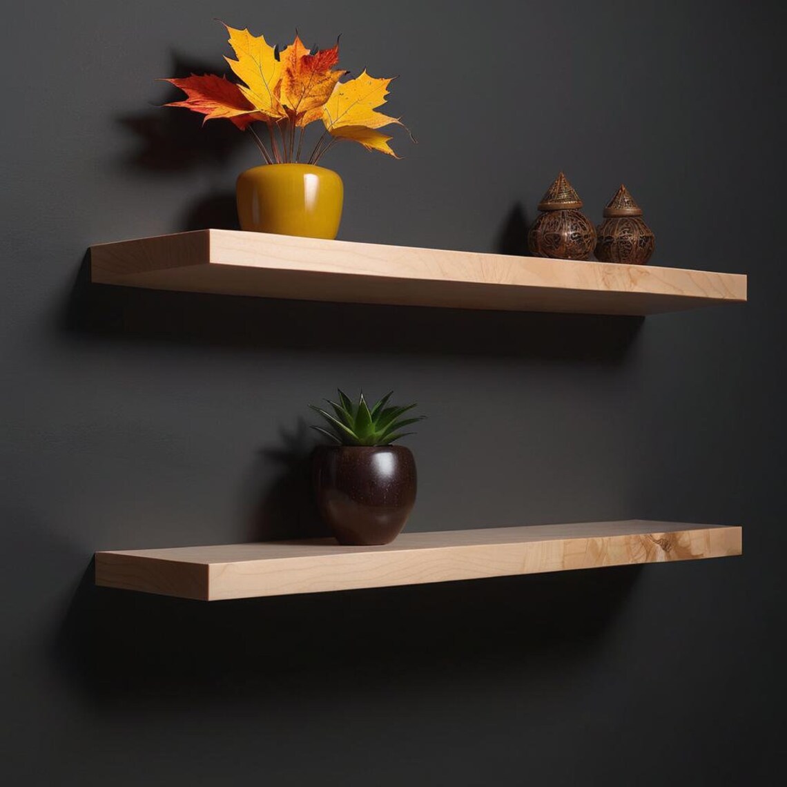 Maple Hardwood Floating Shelf 3 Inches Thick | 8 Inches Deep| Rustic ...