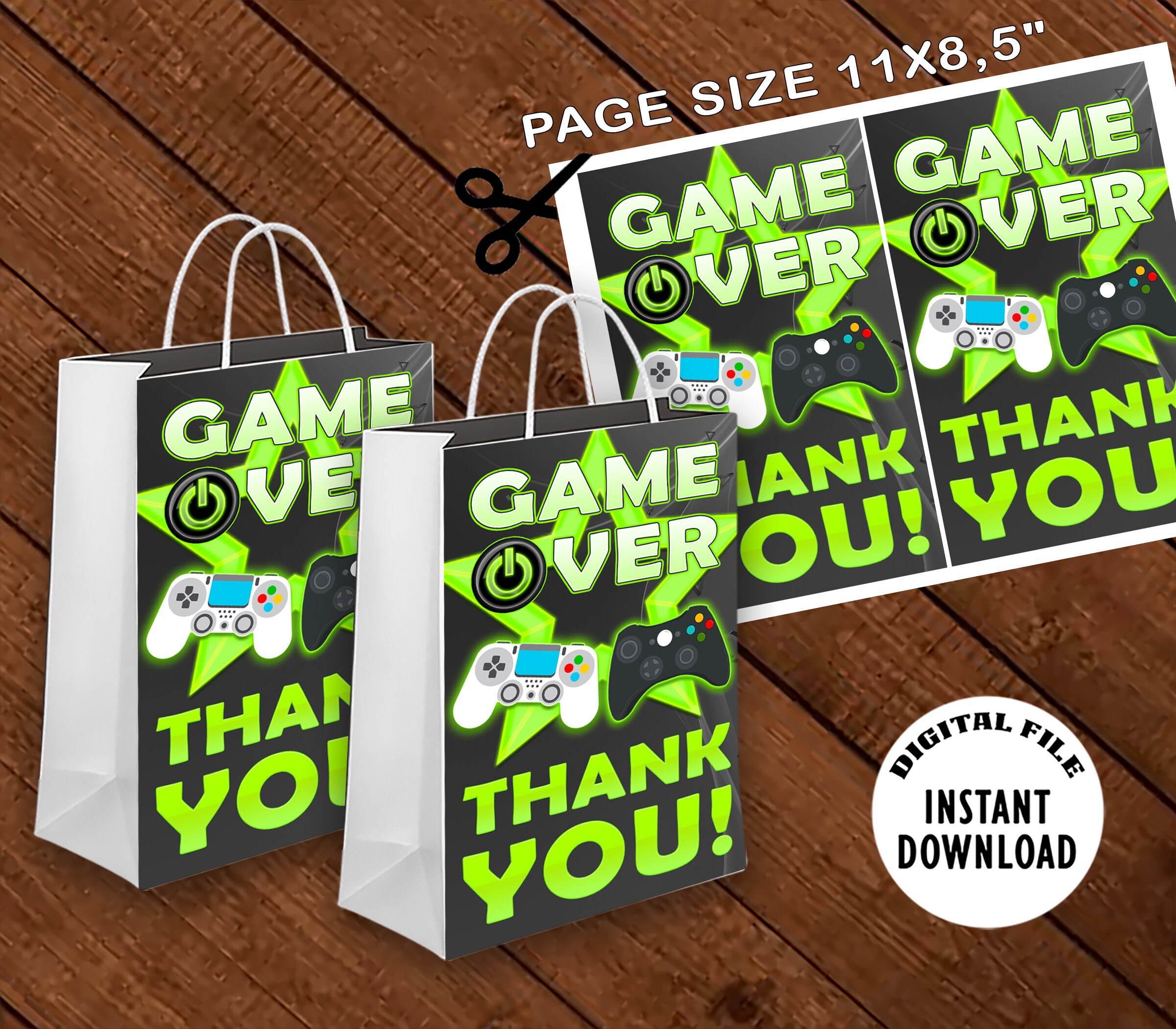 Gamer Gift Bag Labels Video Game Birthday decorations Video | Etsy