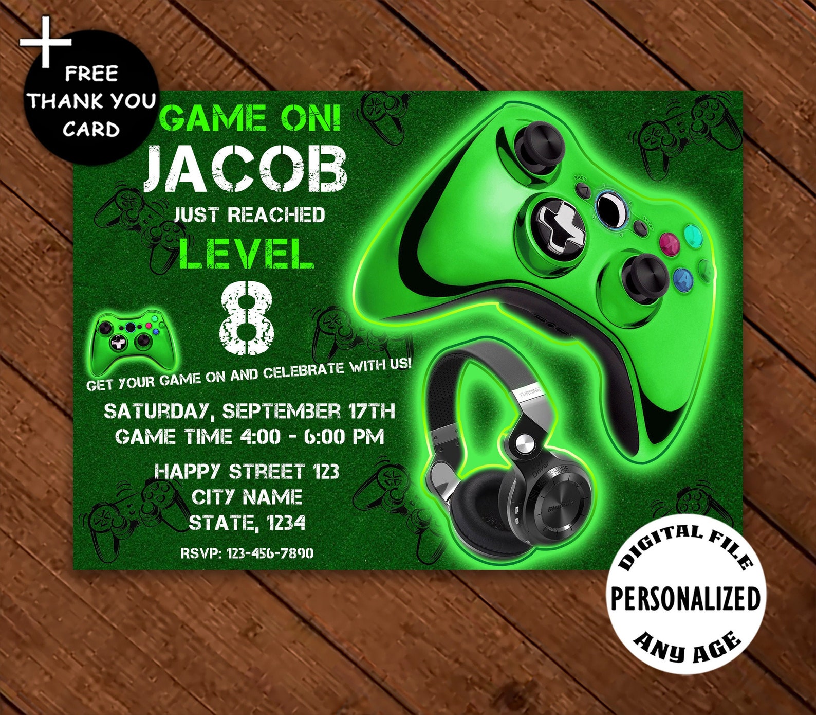 Video Gamer Party Invitation Personalized Video Game Gaming | Etsy