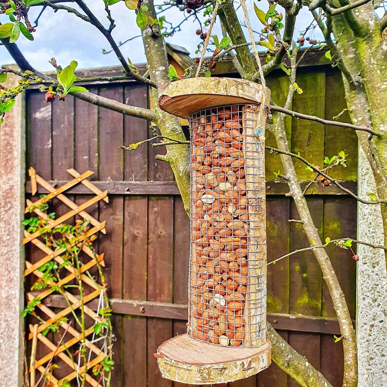 Handmade Birch Log Peanut Bird Feeder Upcycled Material Used | Etsy