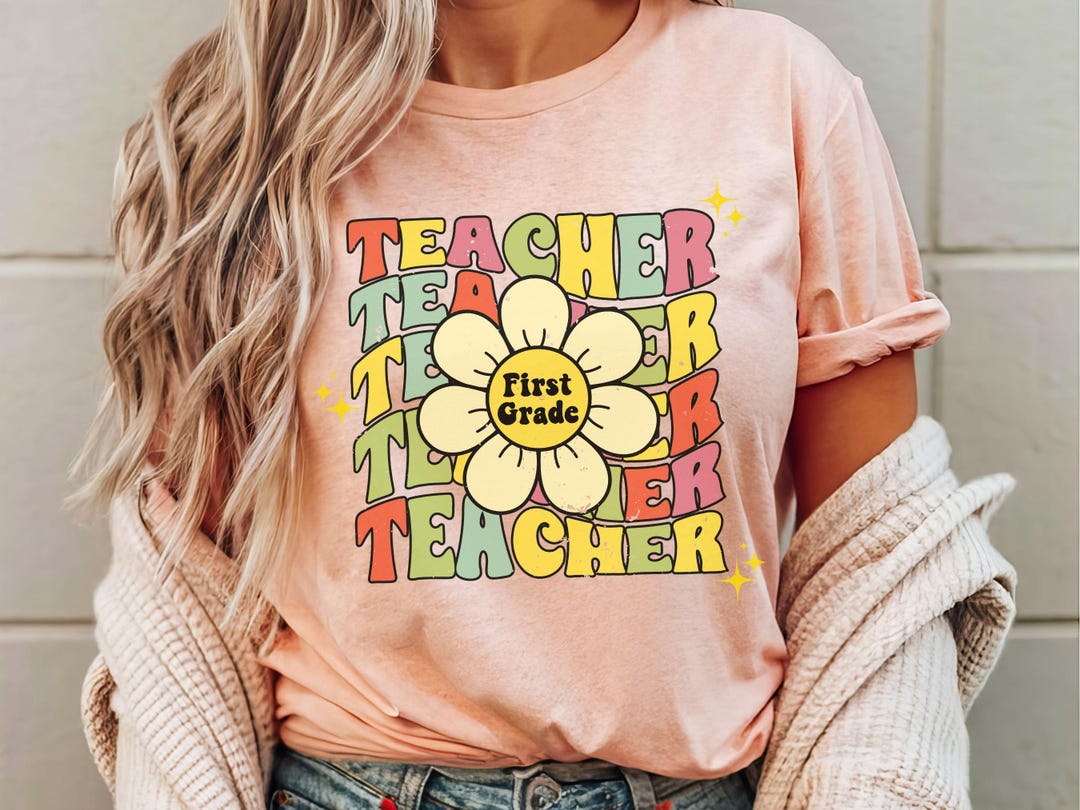 First Grade Teacher Shirt Retro T-shirt for School Teacher Shirt for ...