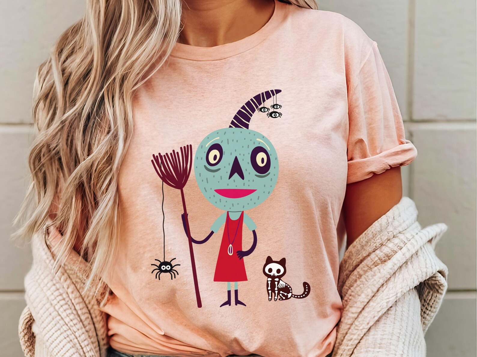 Pumpkinhead Spider Girl Halloween Shirt, Cute Cat Shirt, Halloween ...