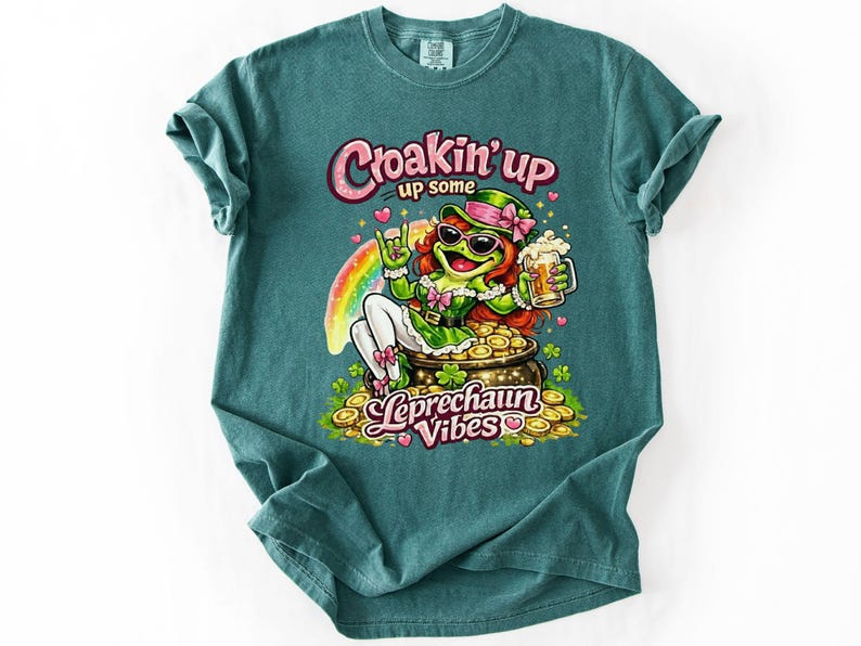 St Patricks Day Coquette Frog Shirt, Leprechaun Vibes Tee, Cute Lucky ...