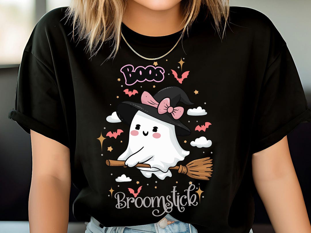 Boo's Broomstick Ghost Shirt, Halloween Gift, Ghost Broomstick Gift ...