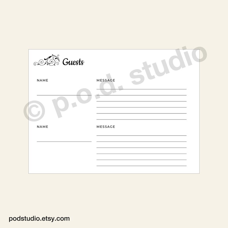 Any Occasion Guest Book Interior Template: Elegant Design - Etsy