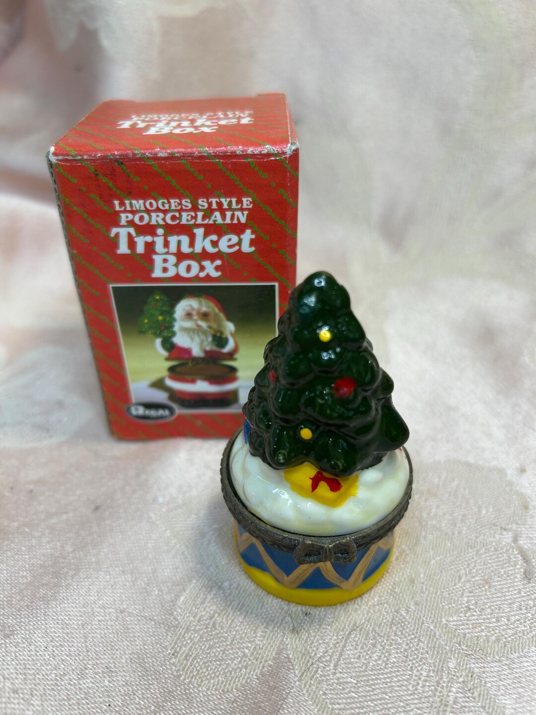 Vintage Porcelain Christmas Tree Trinket Box - Etsy