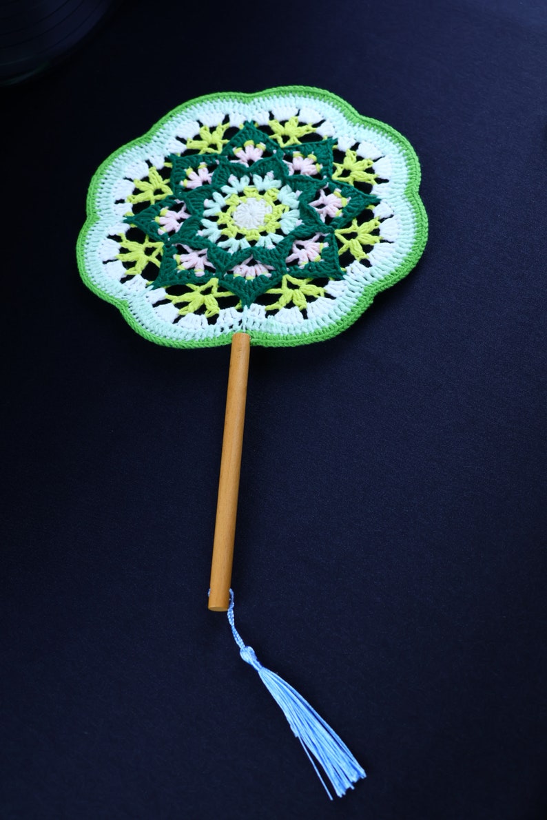 Chinese Round Fan Crochet Pattern Floral Theme, Handmade, Crochet ...