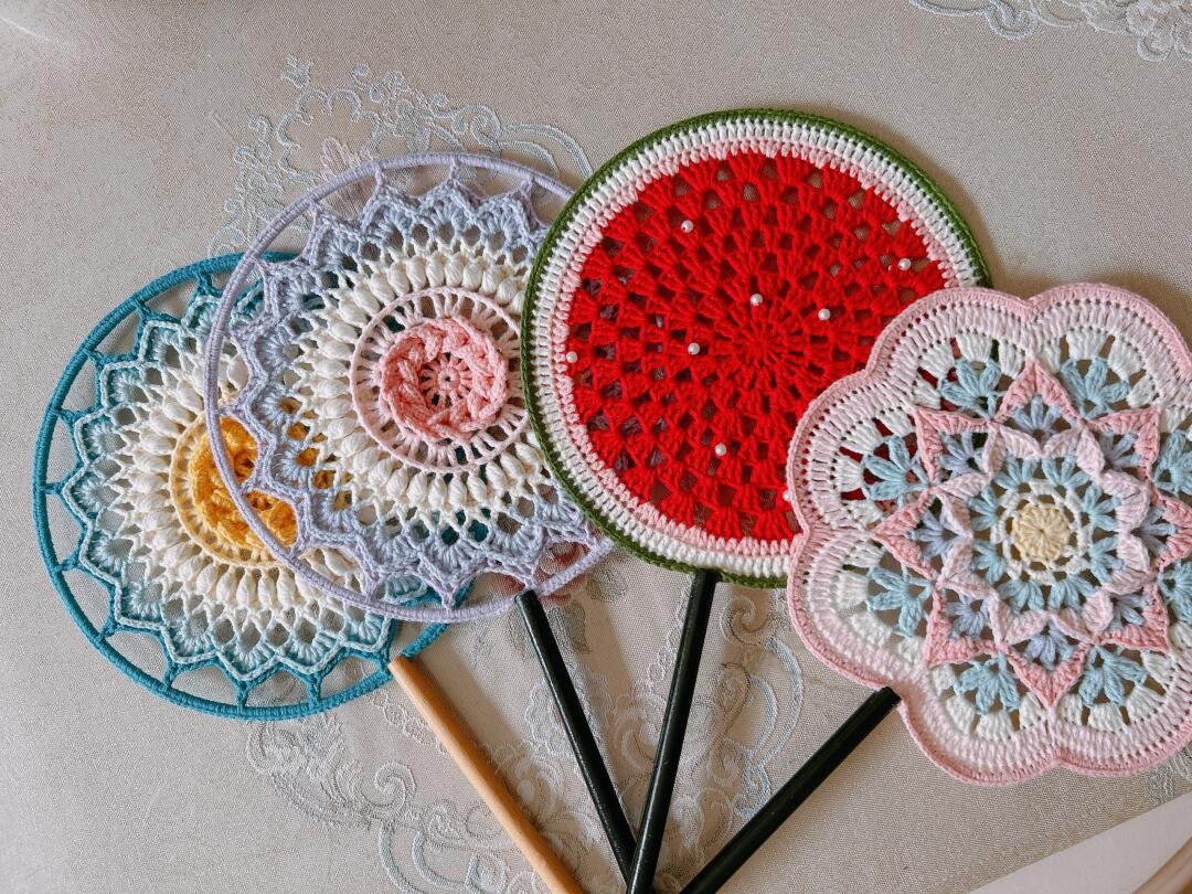 Chinese Round Fan Crochet Pattern Floral Theme, Handmade, Crochet ...