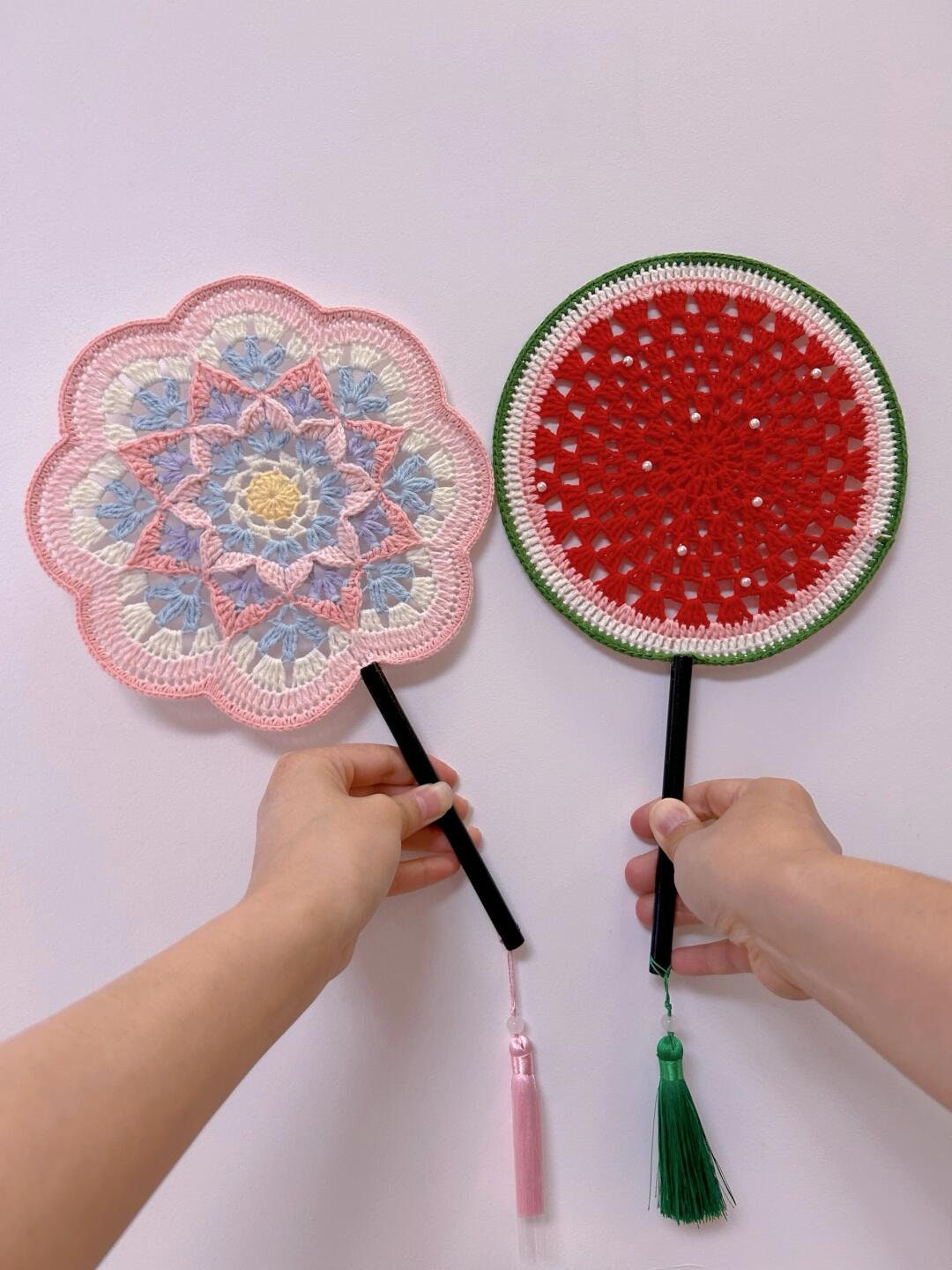 Chinese Round Fan Crochet Pattern Floral Theme, Handmade, Crochet ...