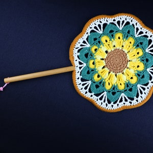 Chinese Round Fan Crochet Pattern Floral Theme, Handmade, Crochet ...