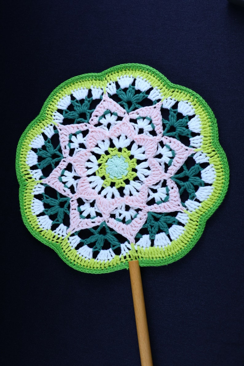 Chinese Round Fan Crochet Pattern Floral Theme, Handmade, Crochet ...