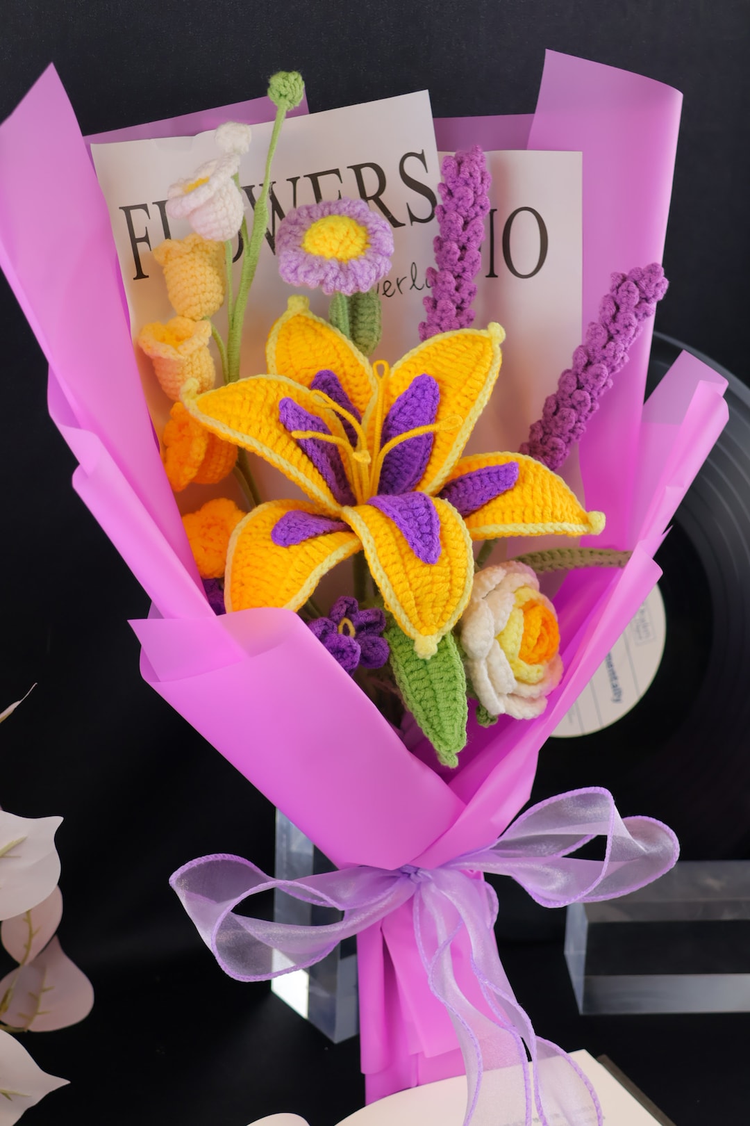 Crocheted Bouquet|finished Crochet Flowers|crochet Lilies Bouquet ...