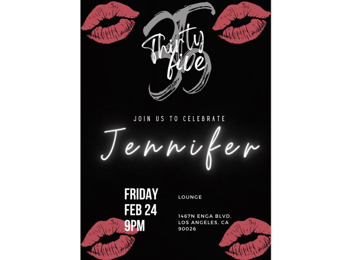 Digital Editable Kissy Lips Invitation - Etsy