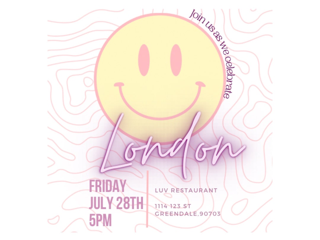Digital Smiley Face Invitation - Etsy