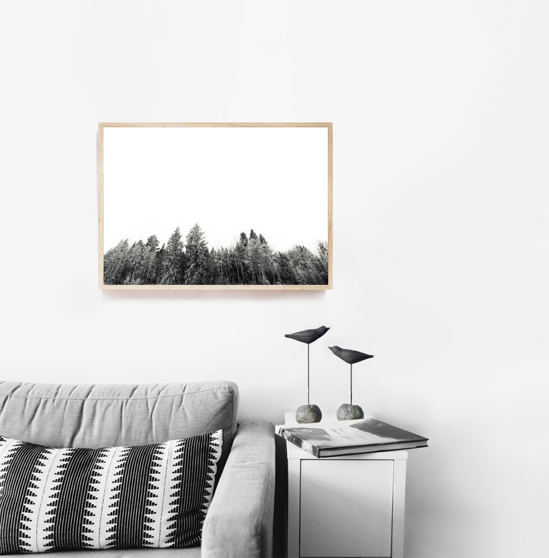 Snow Covered Tree Line, B&W , Fine Art Print, Winter Scene, Gallery ...