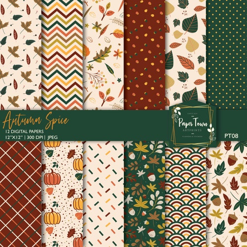 Thanksgiving Digital Paper Leaf Scrapbook Papers Fall - Etsy