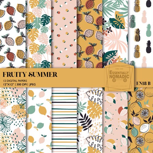 Banana Digital Paper SEAMLESS Summer Fruit Pattern Tropical - Etsy