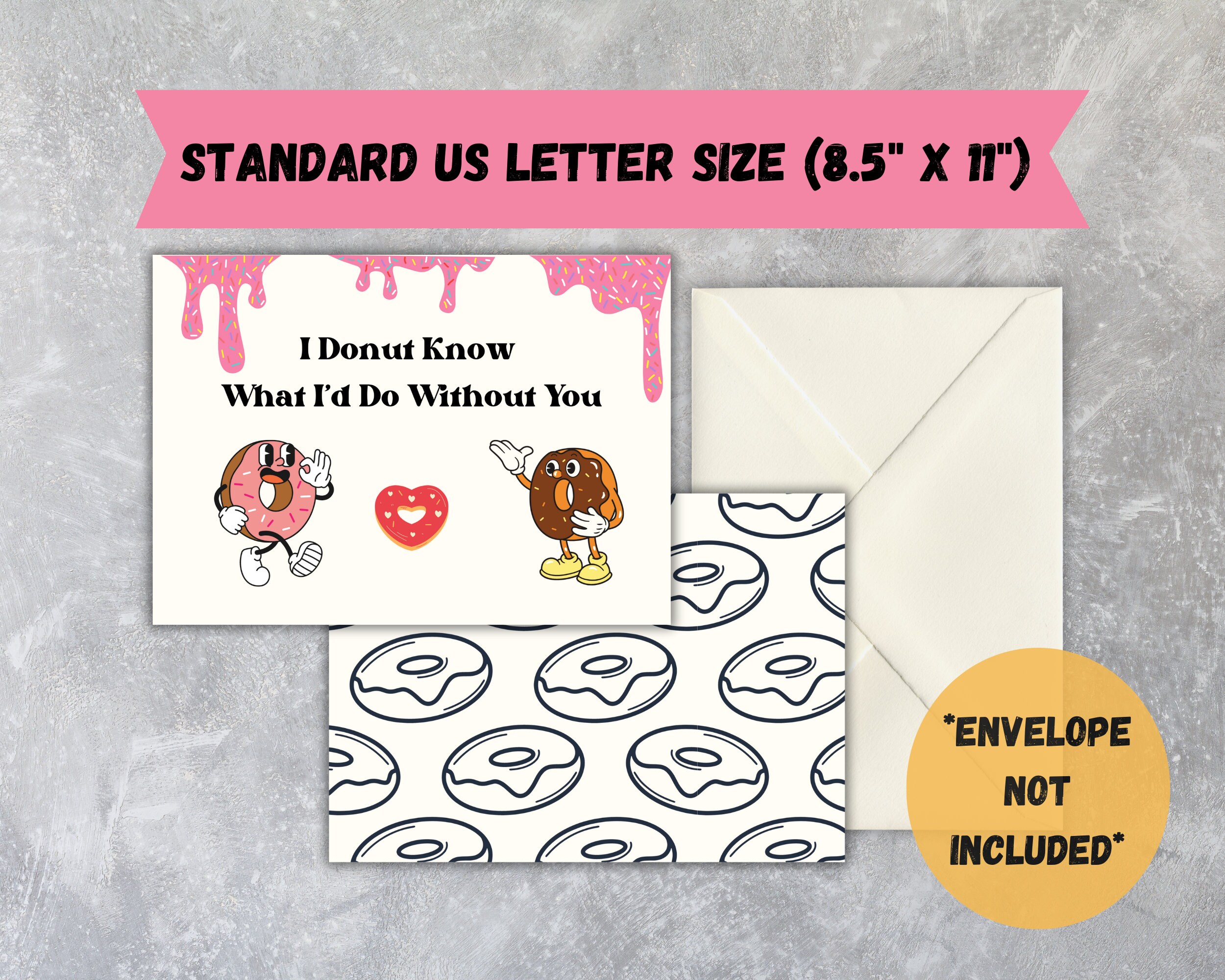 Donut Love Valentine's Day Printable Card Donut Lovers Valentine's Day ...