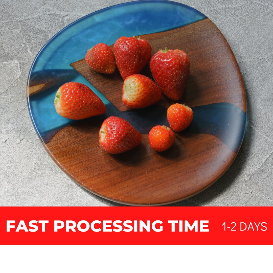 Serving Tray From Resin & Wood. Cobalt Blue Resin Tray for Coffee ...