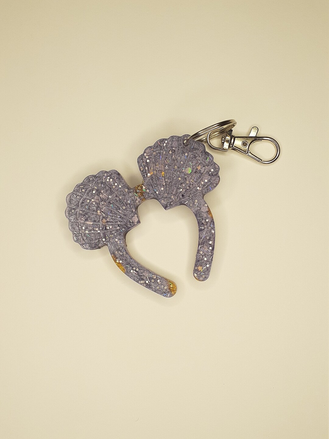 Disney Ears Keychain, Purple and Gold Glitter Keychain, Resin Keychain ...