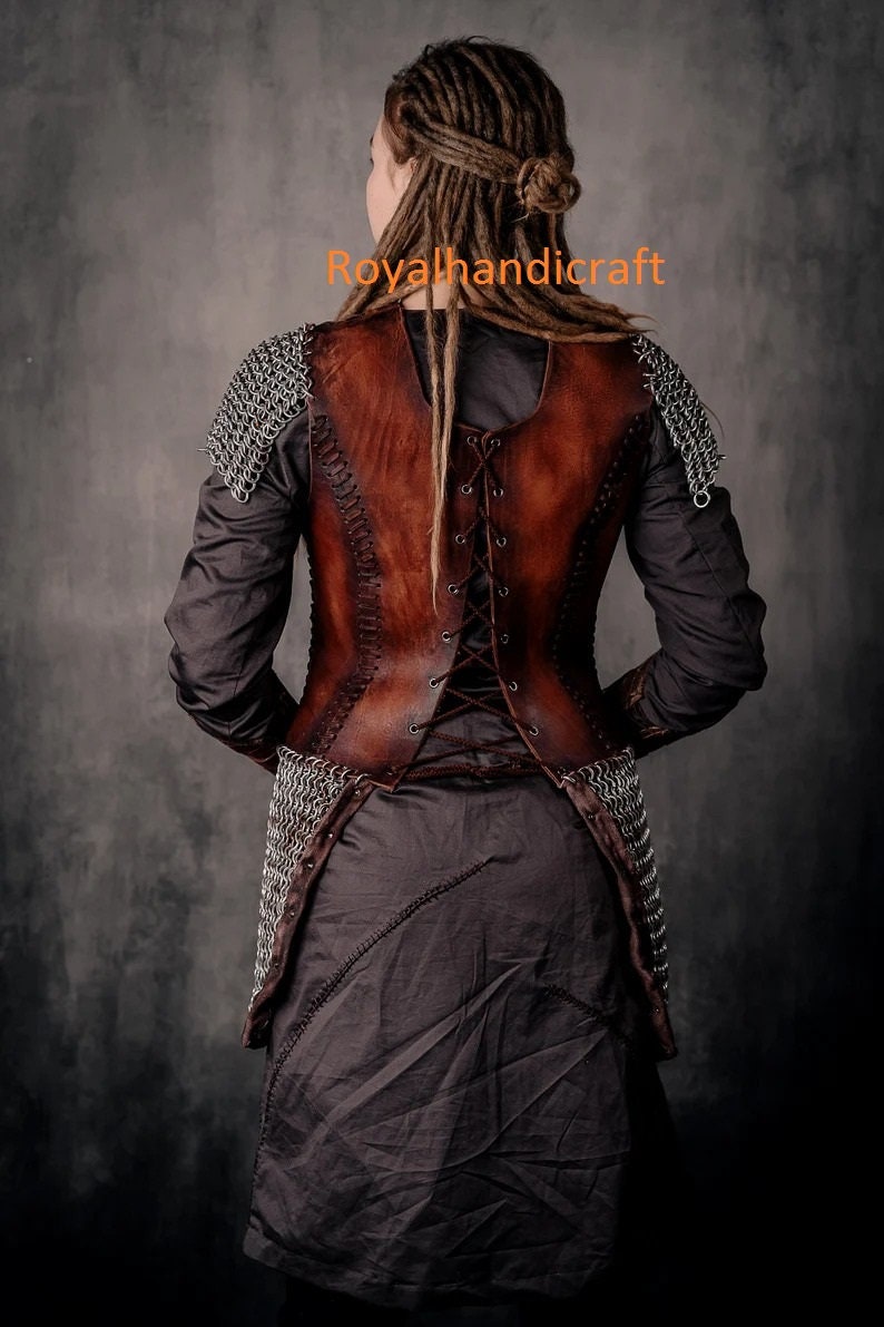 Medieval Woman Fashion Leather Chainmail Corset Armor Reenachment ...