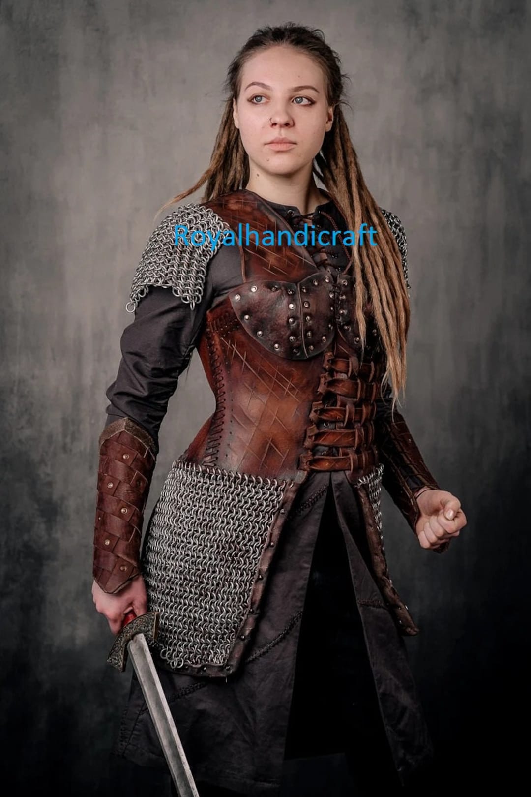 Medieval Woman Fashion Leather Chainmail Corset Armor Reenachment ...