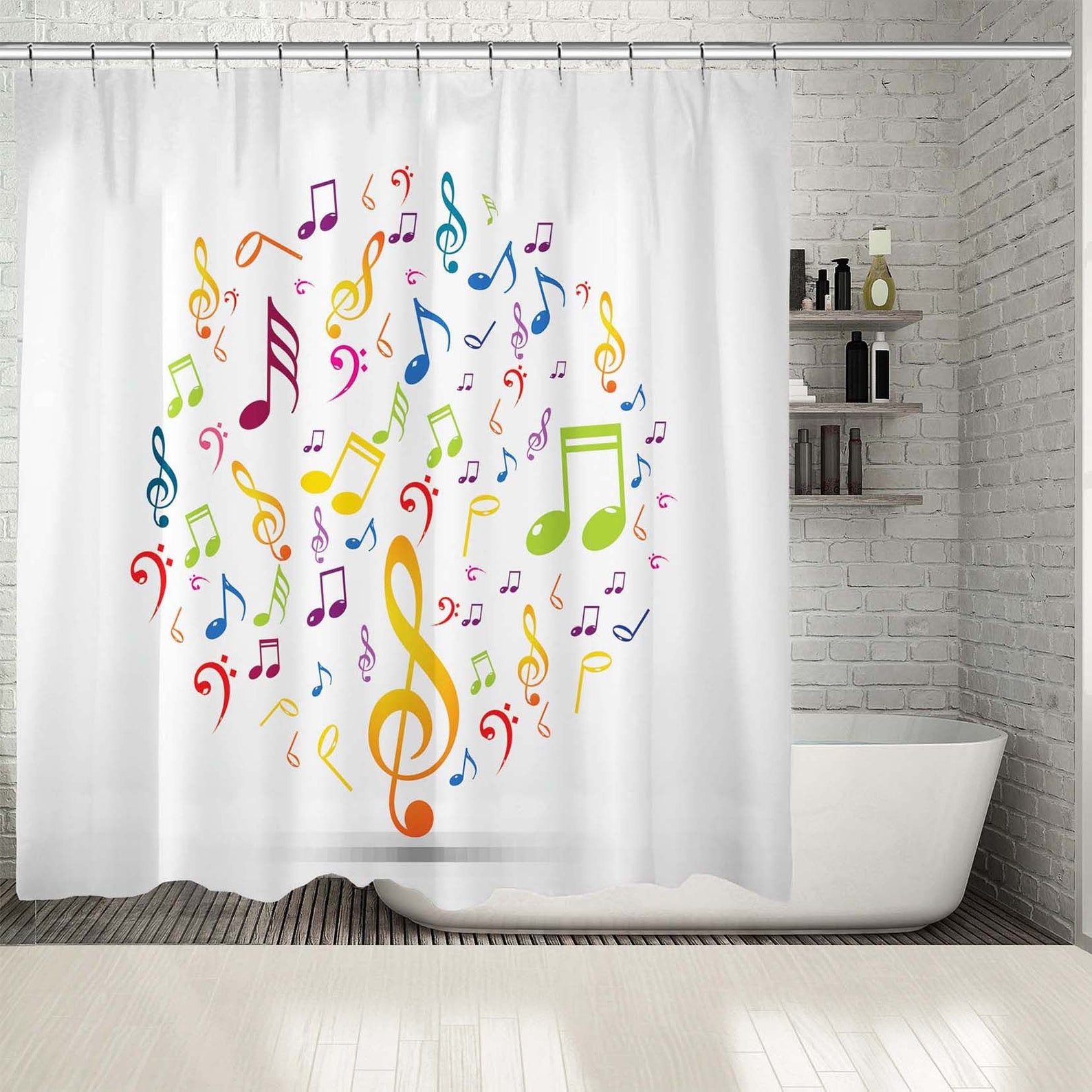 Music Notes Printed Showers Curtain / Waterproof Button Hole | Etsy