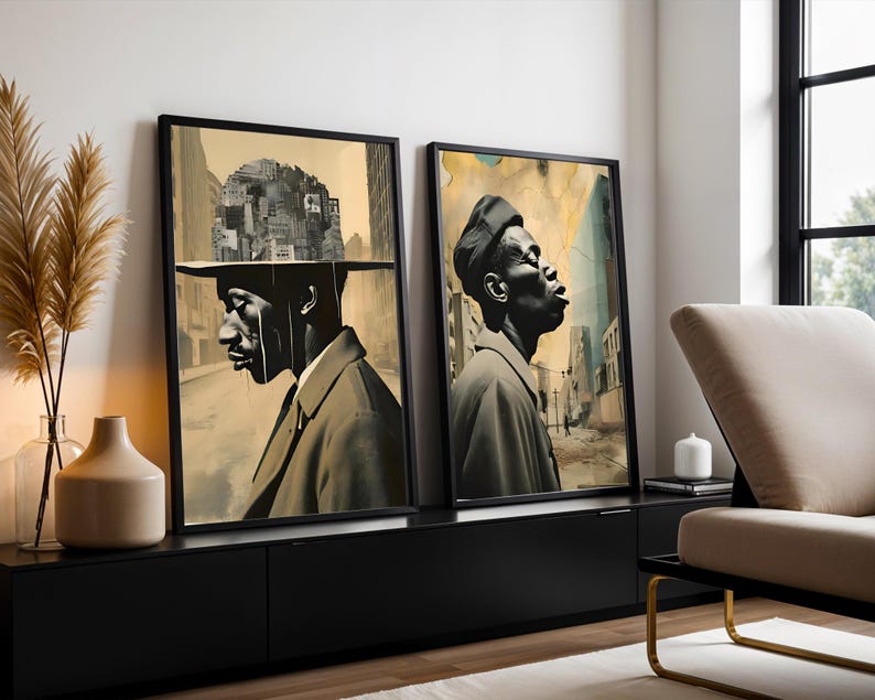 African Expressionism Digital Art Print - Dadaism Style Sorrowful Black ...