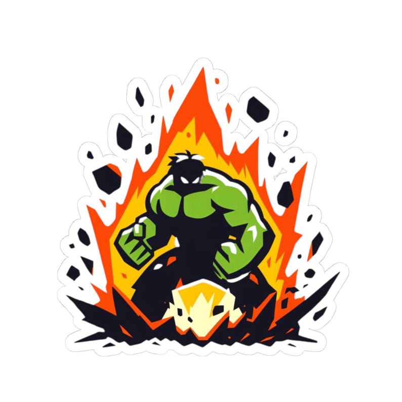 Raging Hulk Stickers, Water Bottle Decals, Laptop Sticker, Unique ...