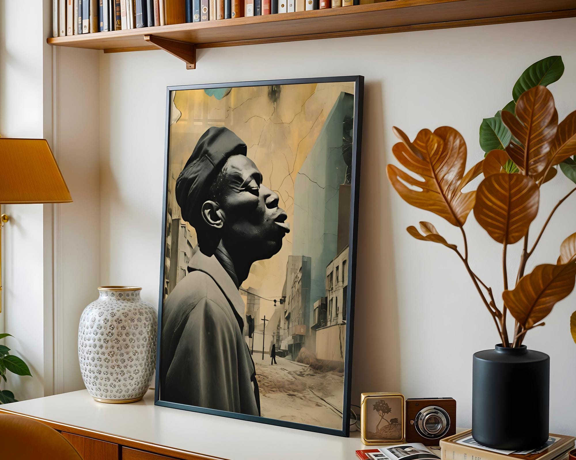 African Expressionism Digital Art Print - Dadaism Style Sorrowful Black ...