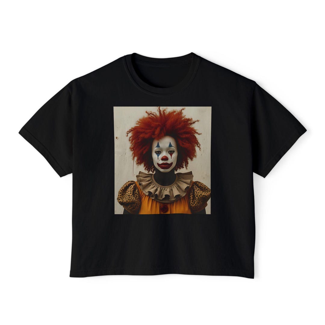 Horrific Black Clown Boxy Tee: Vintage Graphic, Horror Fan Shirt - Etsy