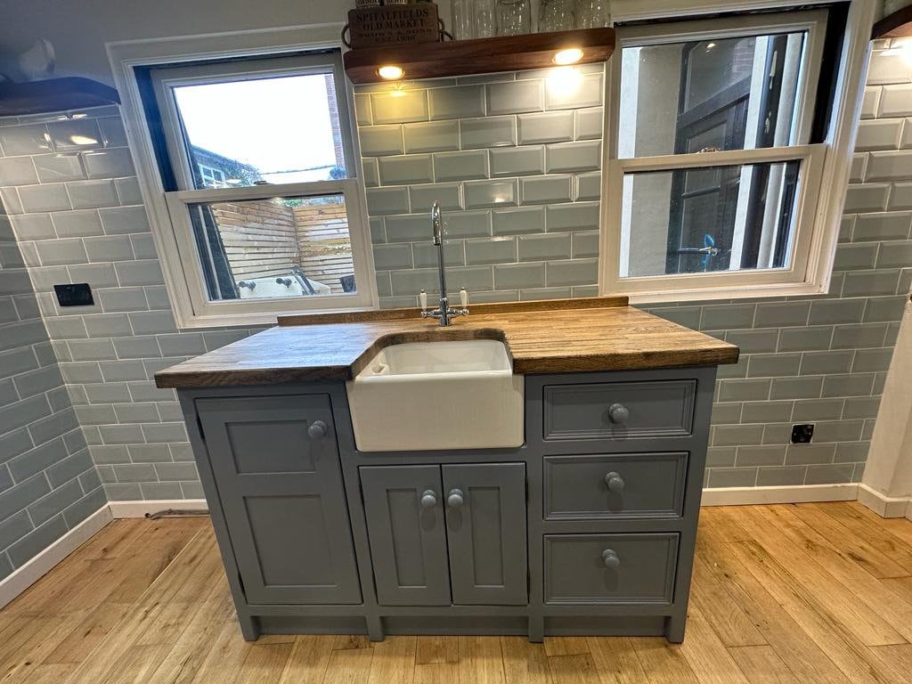 Handbuilt Solid Pine Freestanding Belfast Sink Unit painted in selvedge 306 Etsy