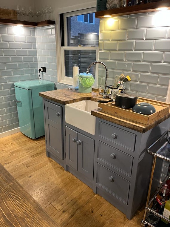 Handbuilt Solid Pine Freestanding Belfast Sink Unit painted in selvedge 306 Etsy